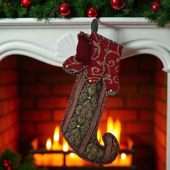 Holiday | Vintage Victorian Tapestry Whimsical Elf Boot Christmas ...